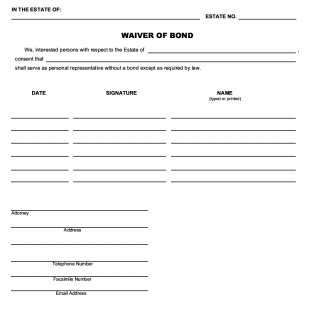 Waiver of Bond – Document Template